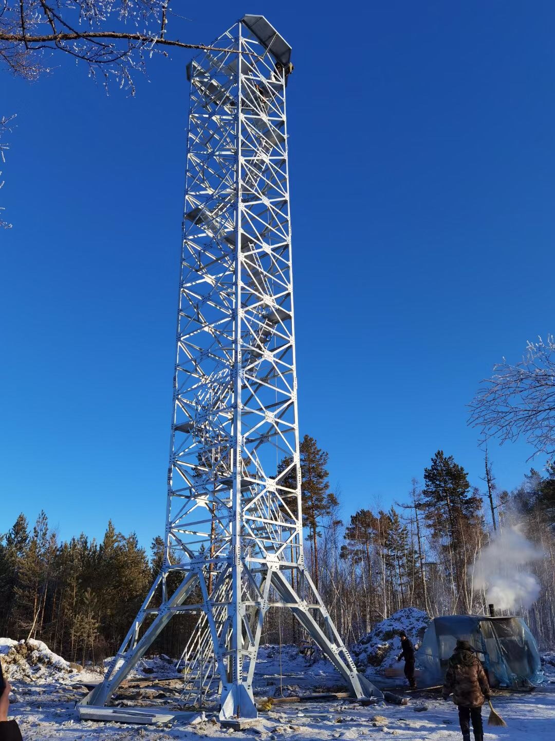 Self Supporting Wifi Communication 50m Military Guard Tower