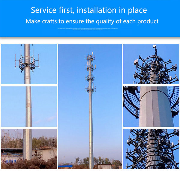 15 Meter Monopole Telecommunications Tower Round Tapered Mast Steel ...